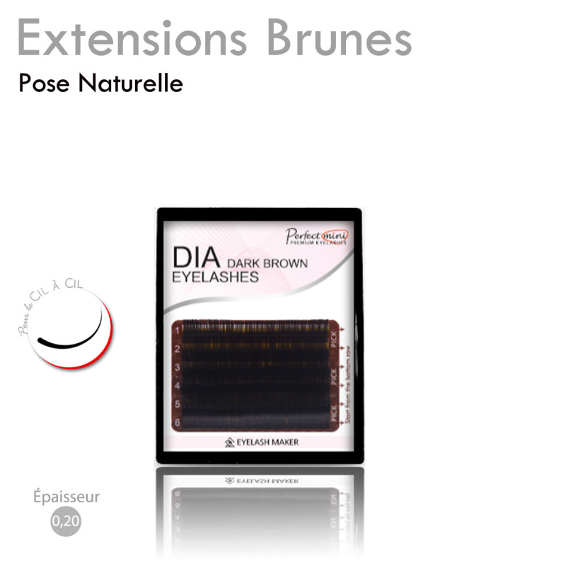 Palette d'Extensions Brunes de 6 lignes - Cil à Cil Naturel